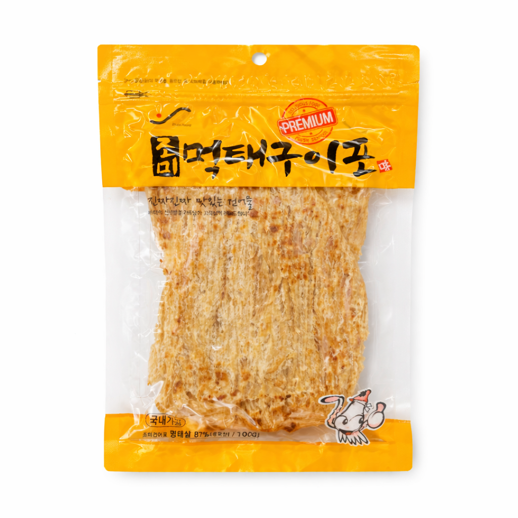 JINJU Seasoned Roasted Dried Pollock Fillet Korean Seafood Snack 100g ...