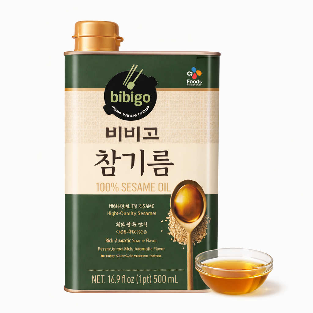 CJ bibigo Roasted Sesame Oil Can Korean Premium Sesame Oil 500ml ...